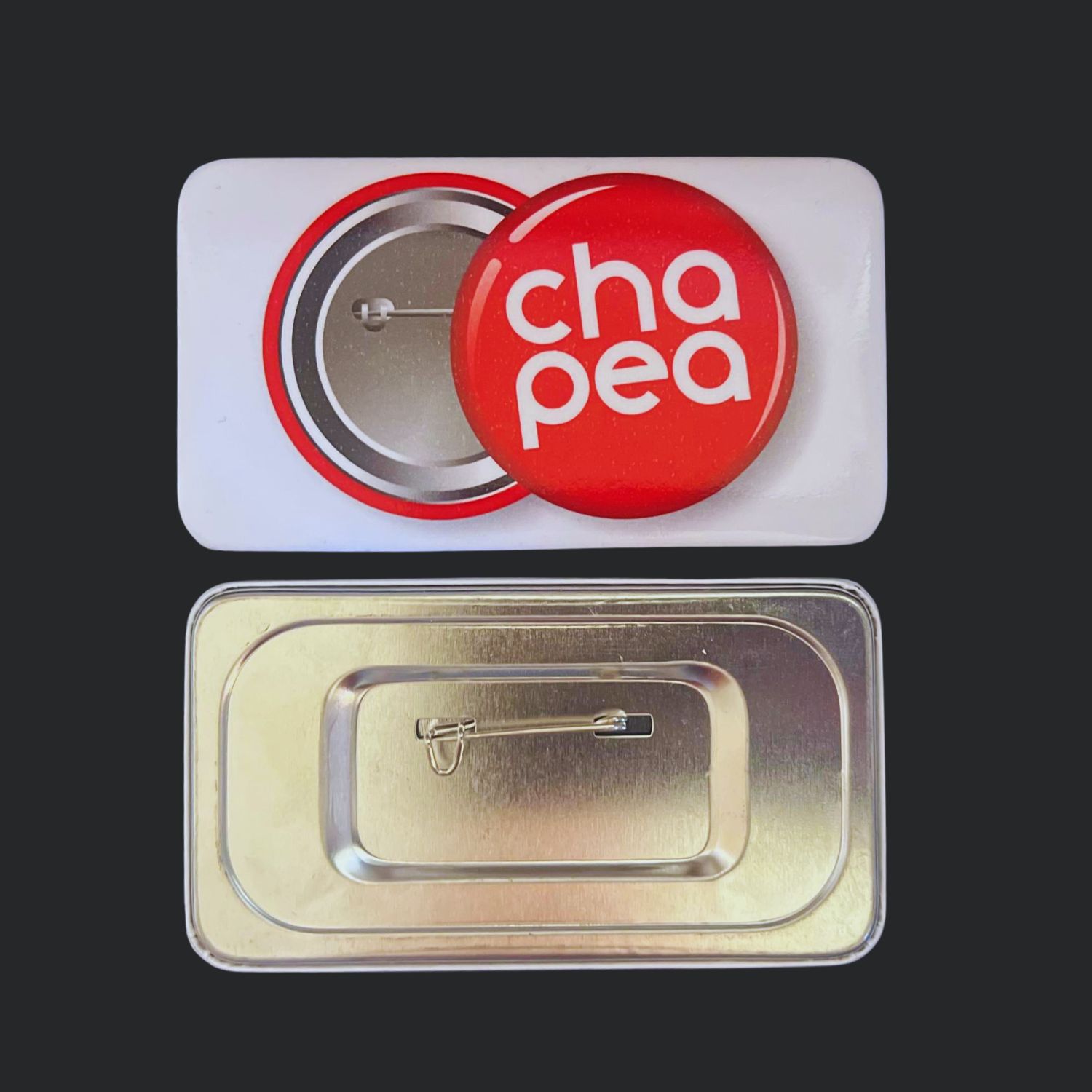 Chapas personalizadas - rectangulares alfiler - Chapea